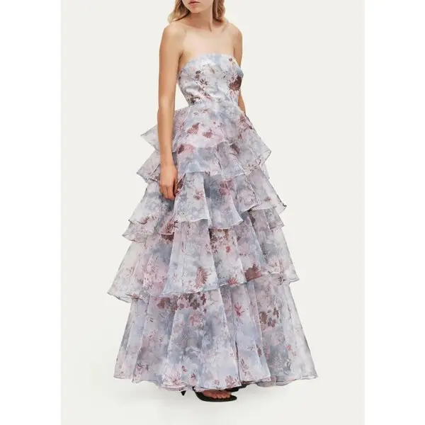 Aje Gabriella Strapless Tiered Ruffle Gown