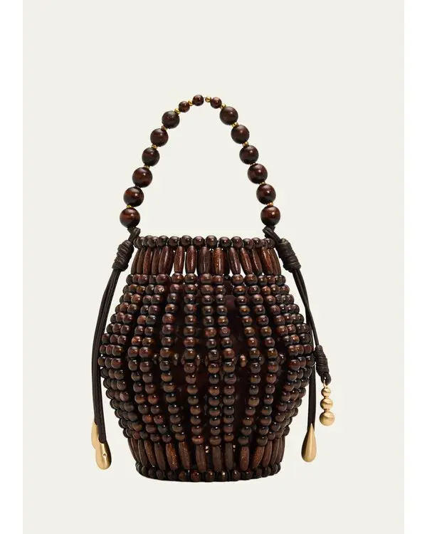 Cult Gaia Mercier Beaded Leather Top-handle Bag - Brown
