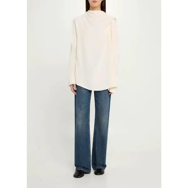 TOTEME Draped Cady Blouse - Ecru