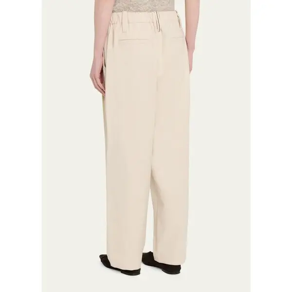 Brunello Cucinelli Pleated Twill Wide-leg Pull-on Pants