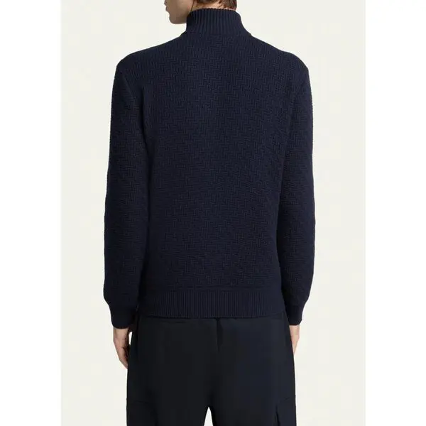 Giorgio Armani Chevron Cashmere Half-placket Sweater