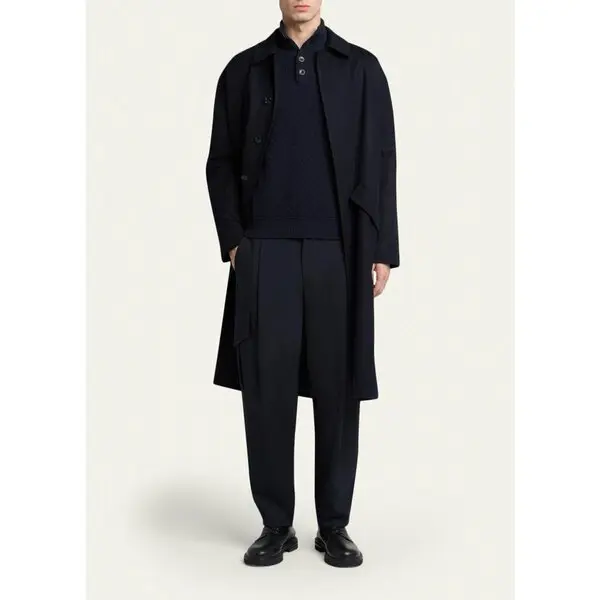 Giorgio Armani Chevron Cashmere Half-placket Sweater