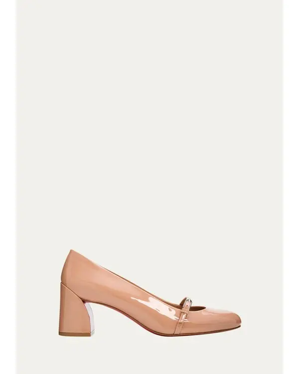 CHRISTIAN LOUBOUTIN 55mm Jane Nina Patent Leather Mary Jane Pumps - Blush