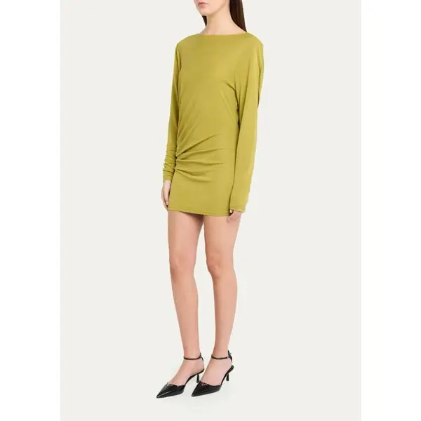 Ronny Kobo Nia Draped Bateau-neck Jersey Mini Dress