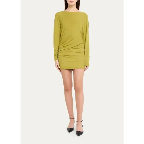 Ronny Kobo Nia Draped Bateau-neck Jersey Mini Dress