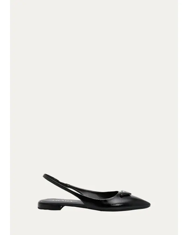 Prada Saffiano Leather Slingback Flats