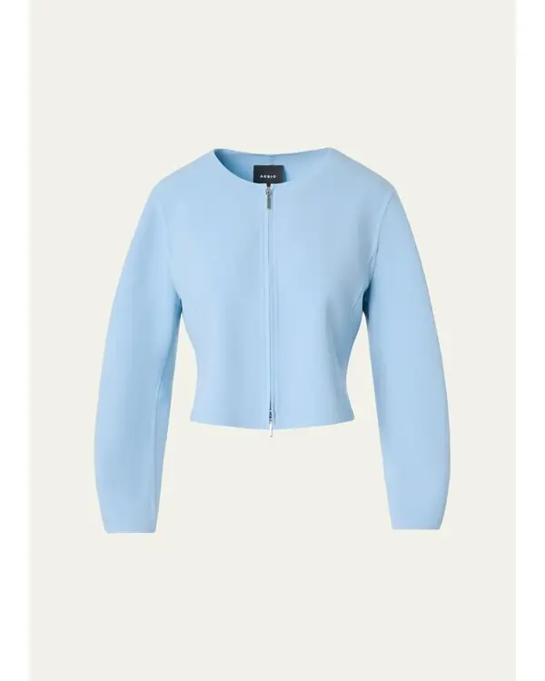 Akris Harriet Wool Crepe Crop Jacket