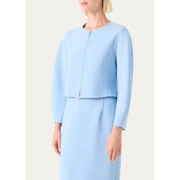 Akris Harriet Wool Crepe Crop Jacket