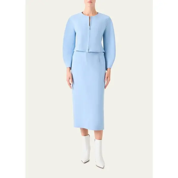 Akris Harriet Wool Crepe Crop Jacket