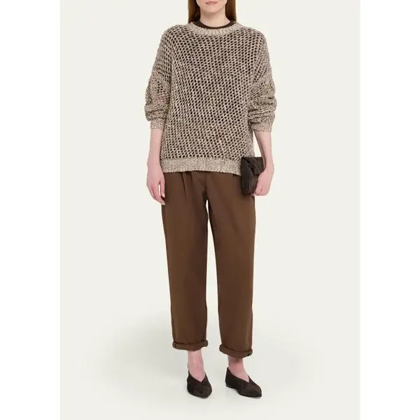 Brunello Cucinelli Net Silk-blend Crewneck Sweater - Stone