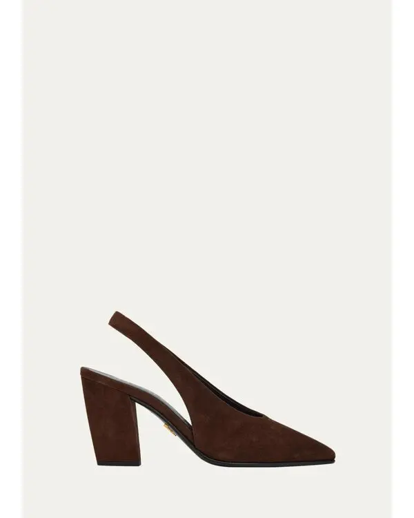 Prada 85mm Suede Slingback Pumps