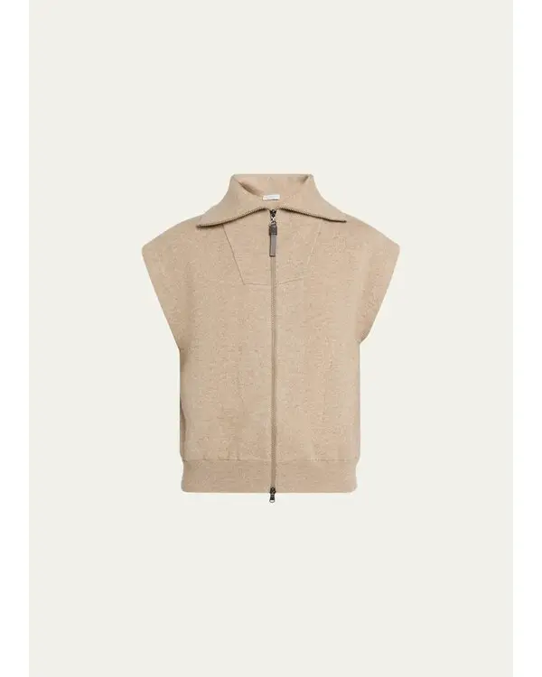 Brunello Cucinelli Sleeveless Cashmere Zip Cardigan
