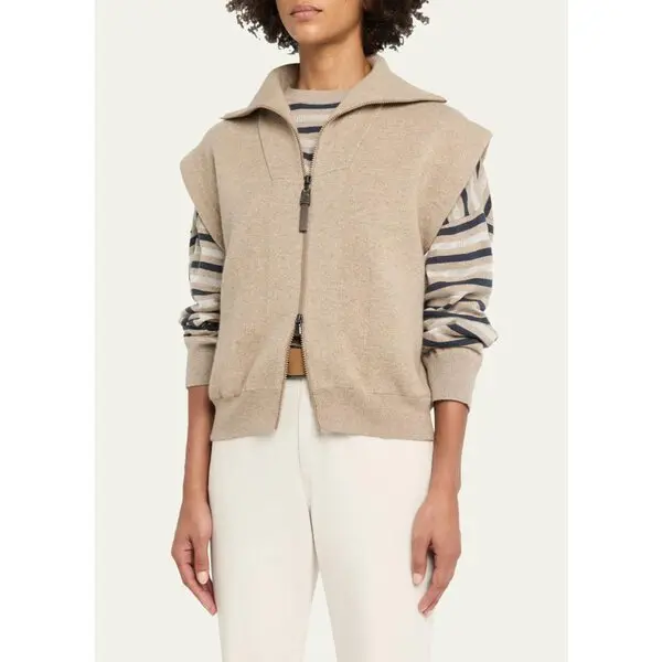 Brunello Cucinelli Sleeveless Cashmere Zip Cardigan