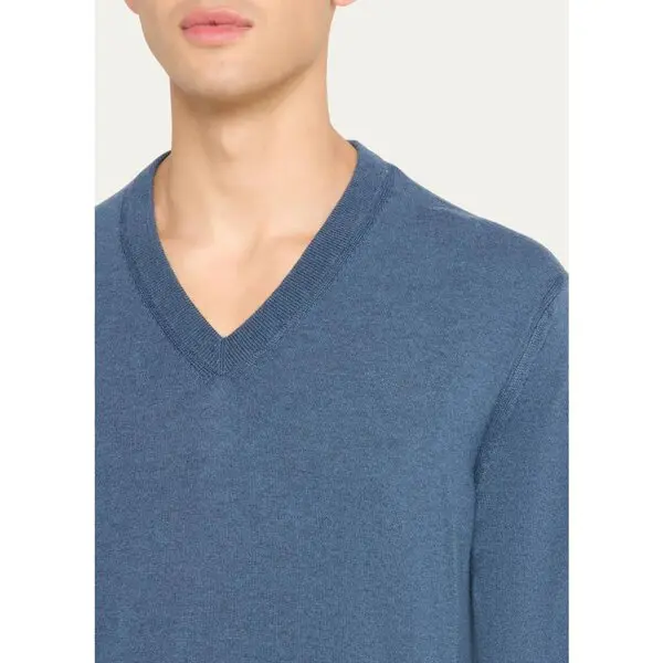 Zegna Oasi Cashmere V-neck Sweater - Blue