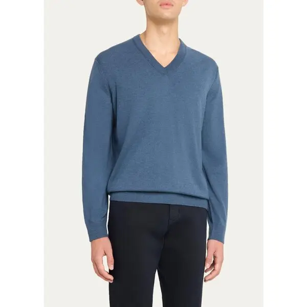 Zegna Oasi Cashmere V-neck Sweater - Blue
