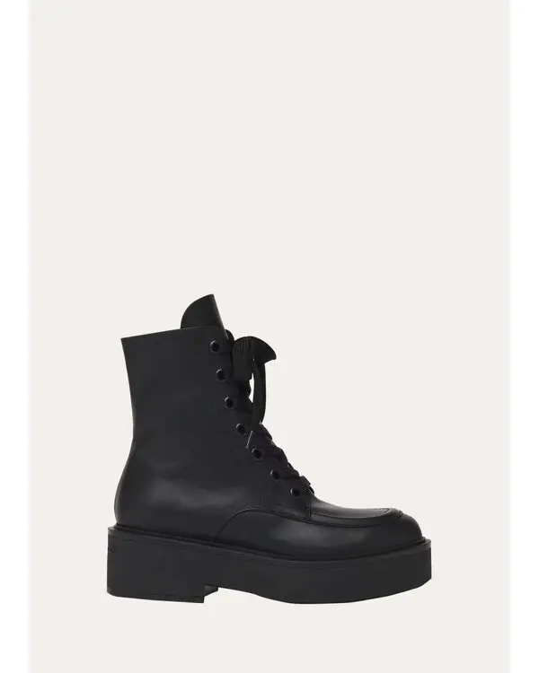 GIANVITO ROSSI Leather Combat Boots - Black