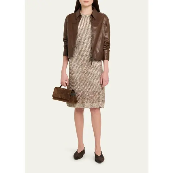 Brunello Cucinelli Dazzling Net Short-sleeve Dress