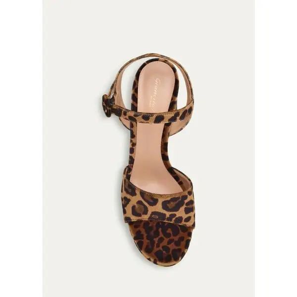 GIANVITO ROSSI 70mm Velvet Platform Sandals - Leopard