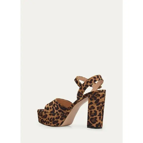 GIANVITO ROSSI 70mm Velvet Platform Sandals - Leopard
