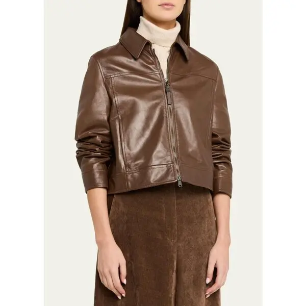 Brunello Cucinelli Leather Cropped Jacket