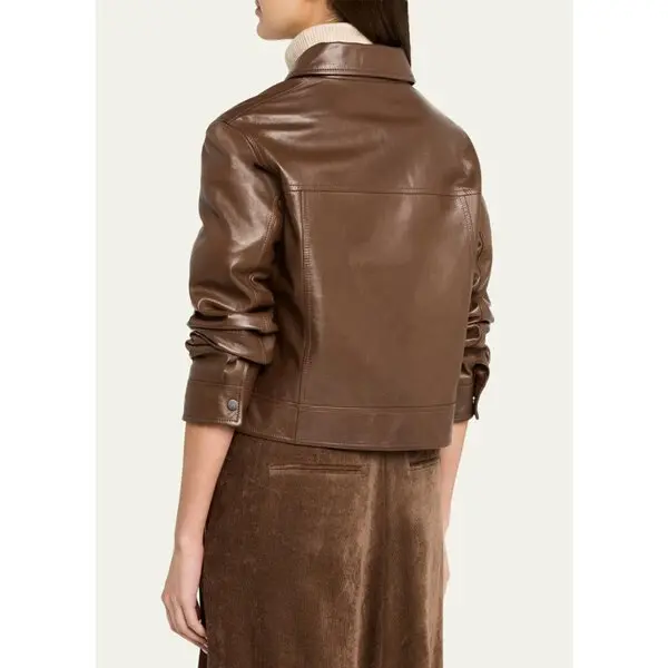 Brunello Cucinelli Leather Cropped Jacket