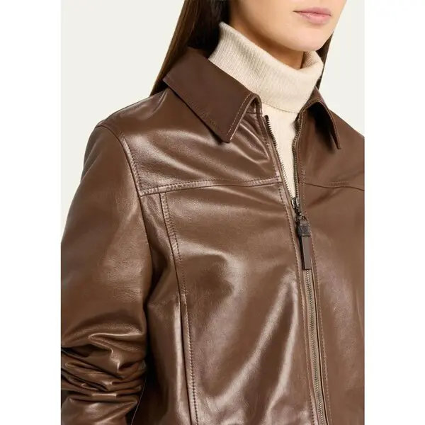 Brunello Cucinelli Leather Cropped Jacket