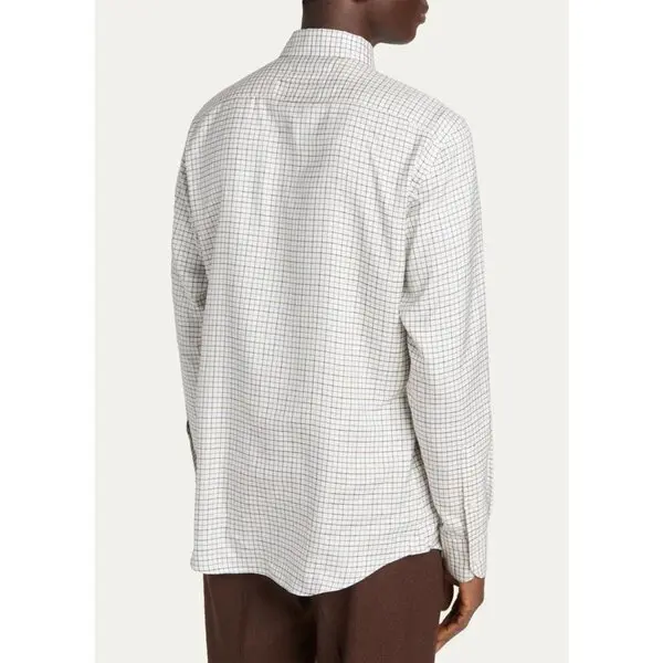 Zegna Silk Grid Check Sport Shirt