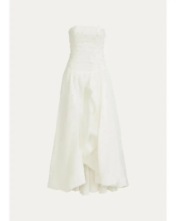 Aje Juniper Strapless Tulle Overlay Gown