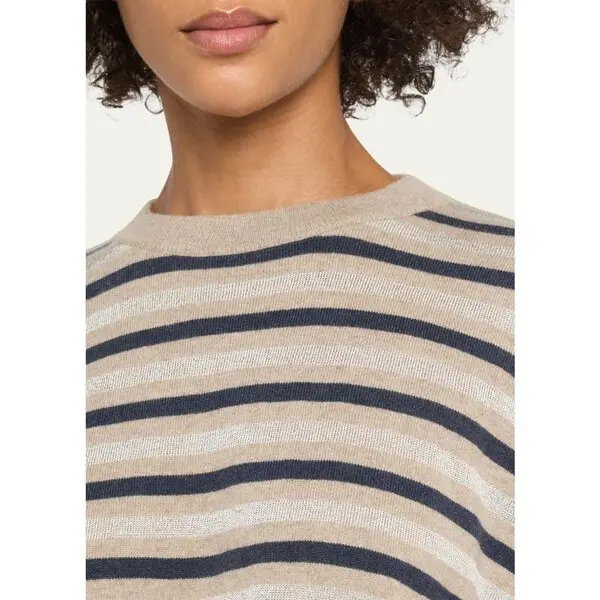 Brunello Cucinelli Shimmering Striped Wool-cashmere Crop Sweater