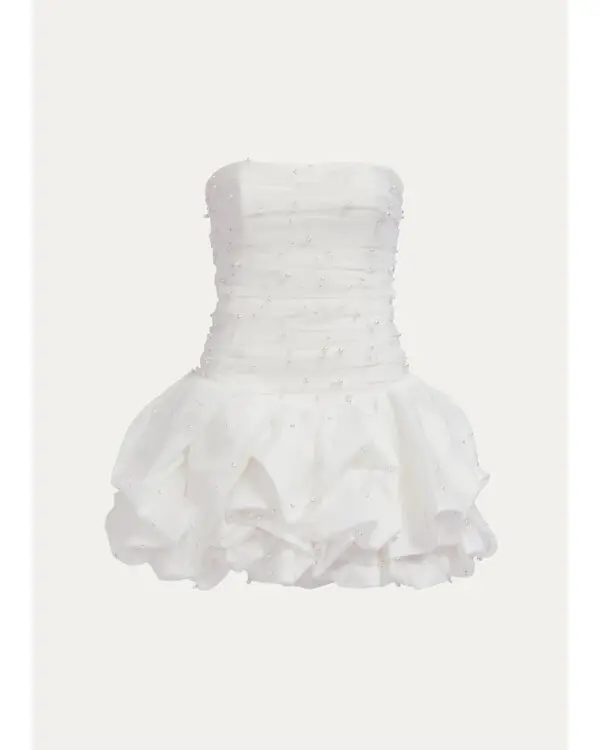 Aje Juniper Strapless Tulle Overlay Bubble Mini Dress