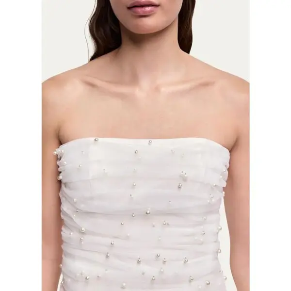 Aje Juniper Strapless Tulle Overlay Bubble Mini Dress