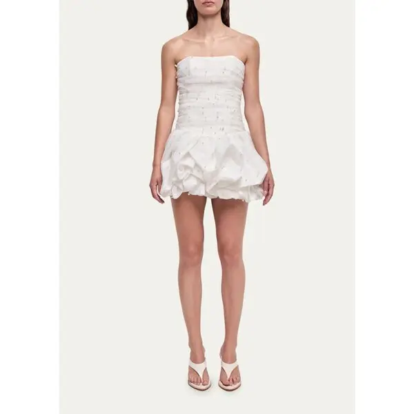 Aje Juniper Strapless Tulle Overlay Bubble Mini Dress