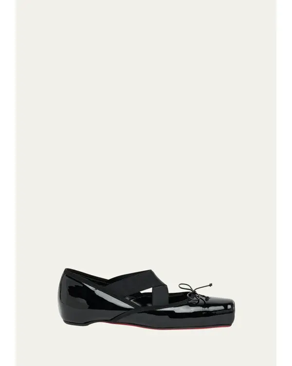 CHRISTIAN LOUBOUTIN Cassiasticina Patent Leather Ballerina Flats - Black