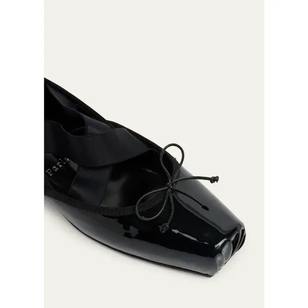 CHRISTIAN LOUBOUTIN Cassiasticina Patent Leather Ballerina Flats - Black