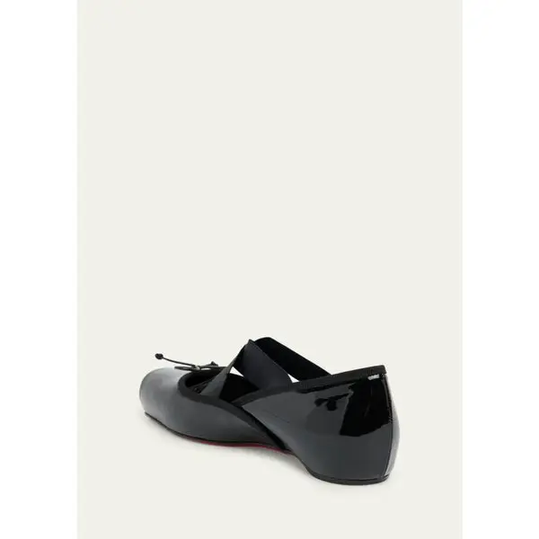 CHRISTIAN LOUBOUTIN Cassiasticina Patent Leather Ballerina Flats - Black
