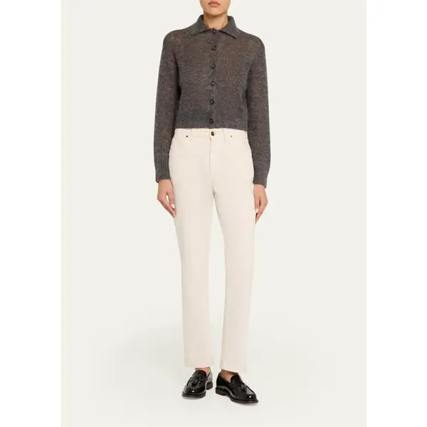 Brunello Cucinelli Metallic Cashmere Collared Cardigan