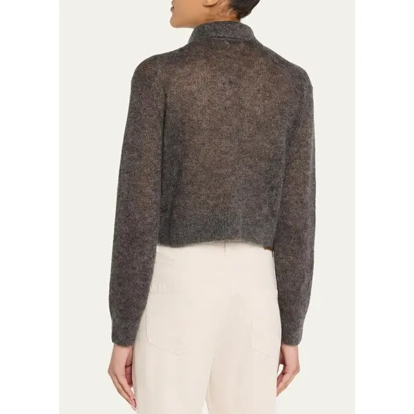 Brunello Cucinelli Metallic Cashmere Collared Cardigan