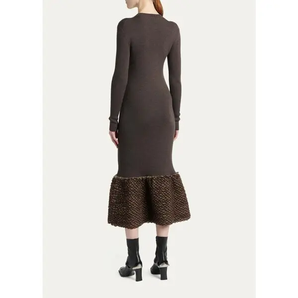 Alexander McQueen Rib-knit Wool Midi Dress