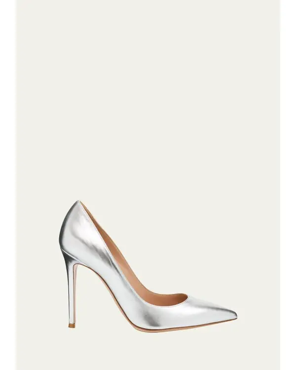 GIANVITO ROSSI 105mm Metallic Leather Pumps - Silver
