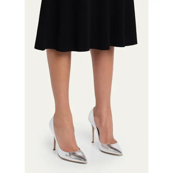 GIANVITO ROSSI 105mm Metallic Leather Pumps - Silver