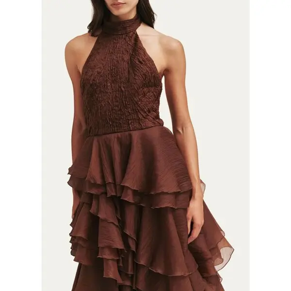 Aje Fayette Strapless Asymmetric Tiered-ruffle Gown