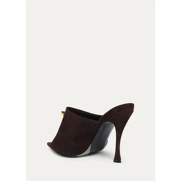 Balenciaga 95mm Suede Peep-toe Mules - Brown