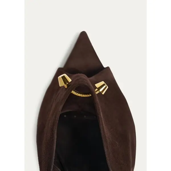 Balenciaga 95mm Suede Peep-toe Mules - Brown