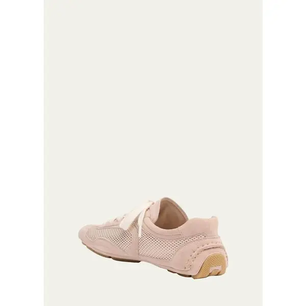 Prada Monte Carlo Leather And Mesh Low-top Sneakers - Blue