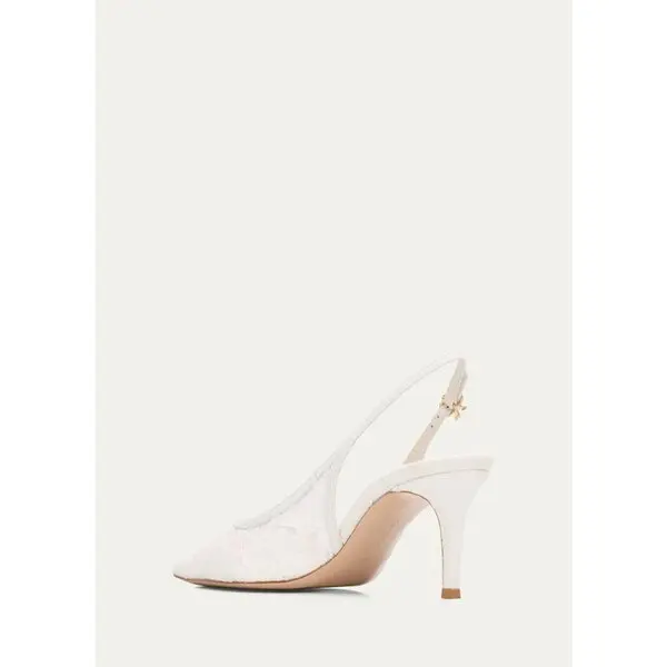 GIANVITO ROSSI 70mm Floral Lace Slingback Pumps - White