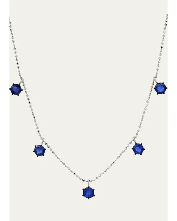 GRAZIELA 18k Blue Sapphire Floating Necklace - White