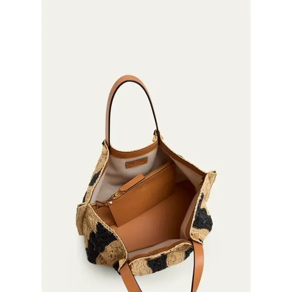 Valentino Garavani Medium Wavy Striped Viscose Raffia Tote Bag