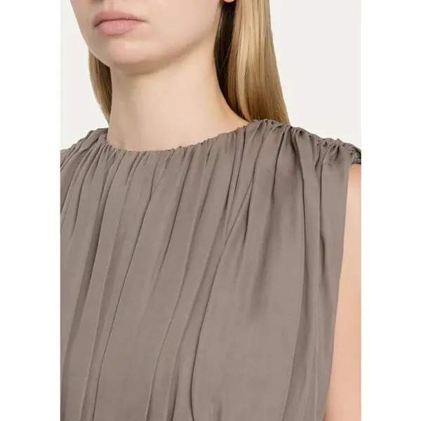 HEIRLOME Penny Shirred Silk Double-georgette Bubble Crop Top