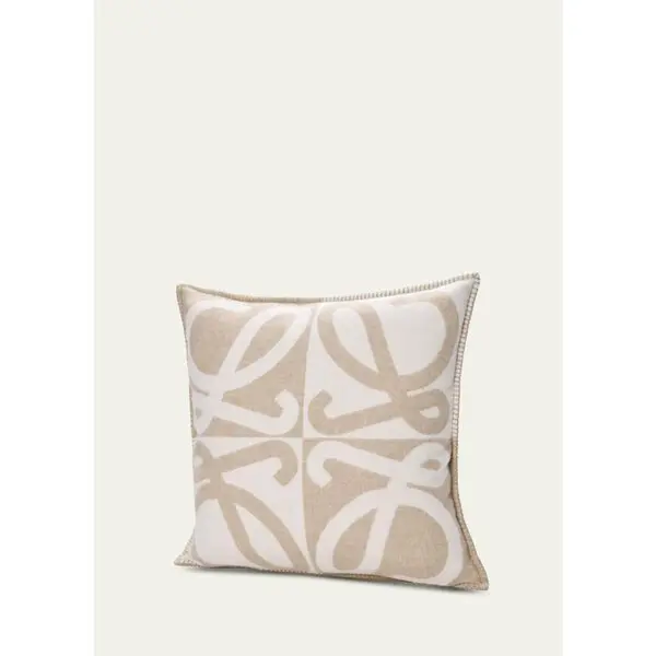 Loewe Anagram Wool/cashmere Cushion, 20" Square - Beige/ecru