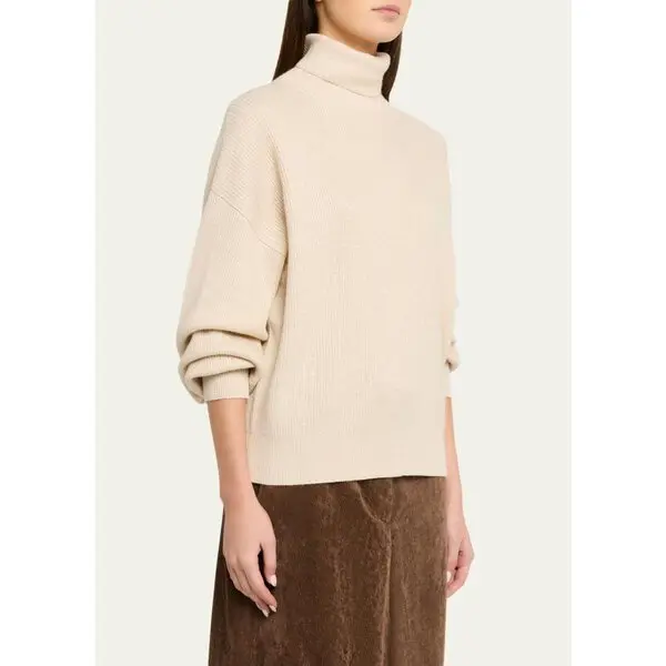 Brunello Cucinelli Shimmering Cashmere English Rib Turtleneck Sweater